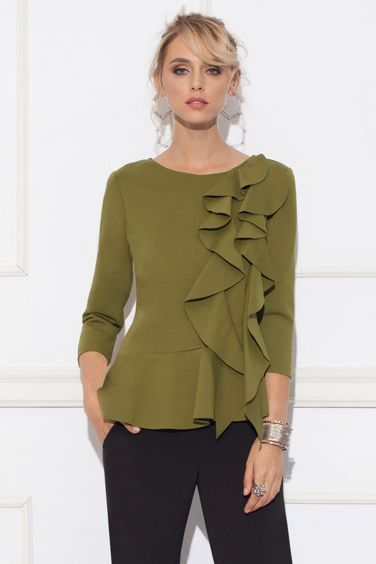 Top khaki cu volane | TOP8183 | NISSA
