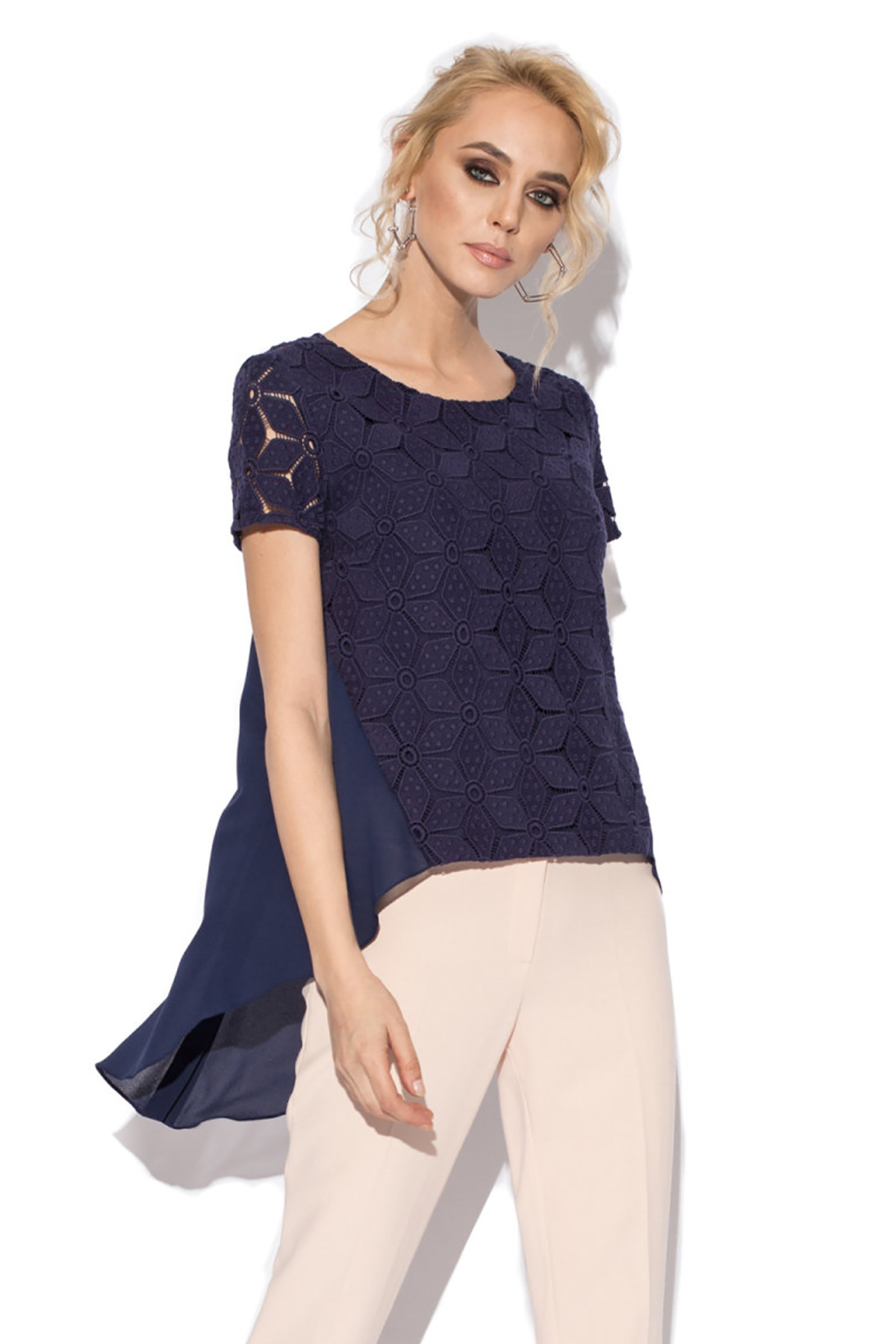 Top cu dantelă bleumarin Ghipura | top7755 | NISSA