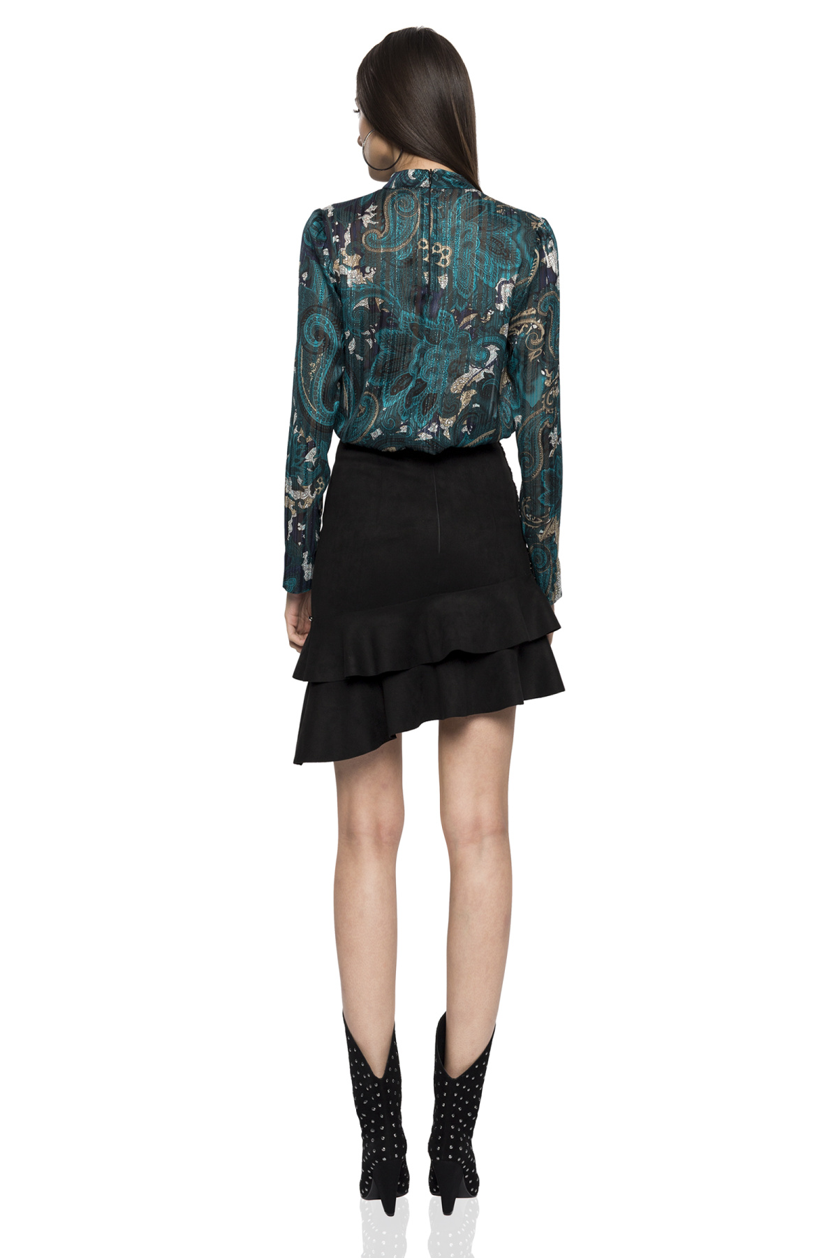 Fusta asimetrica cu detaliu lateral si volane | F10971 | NISSA