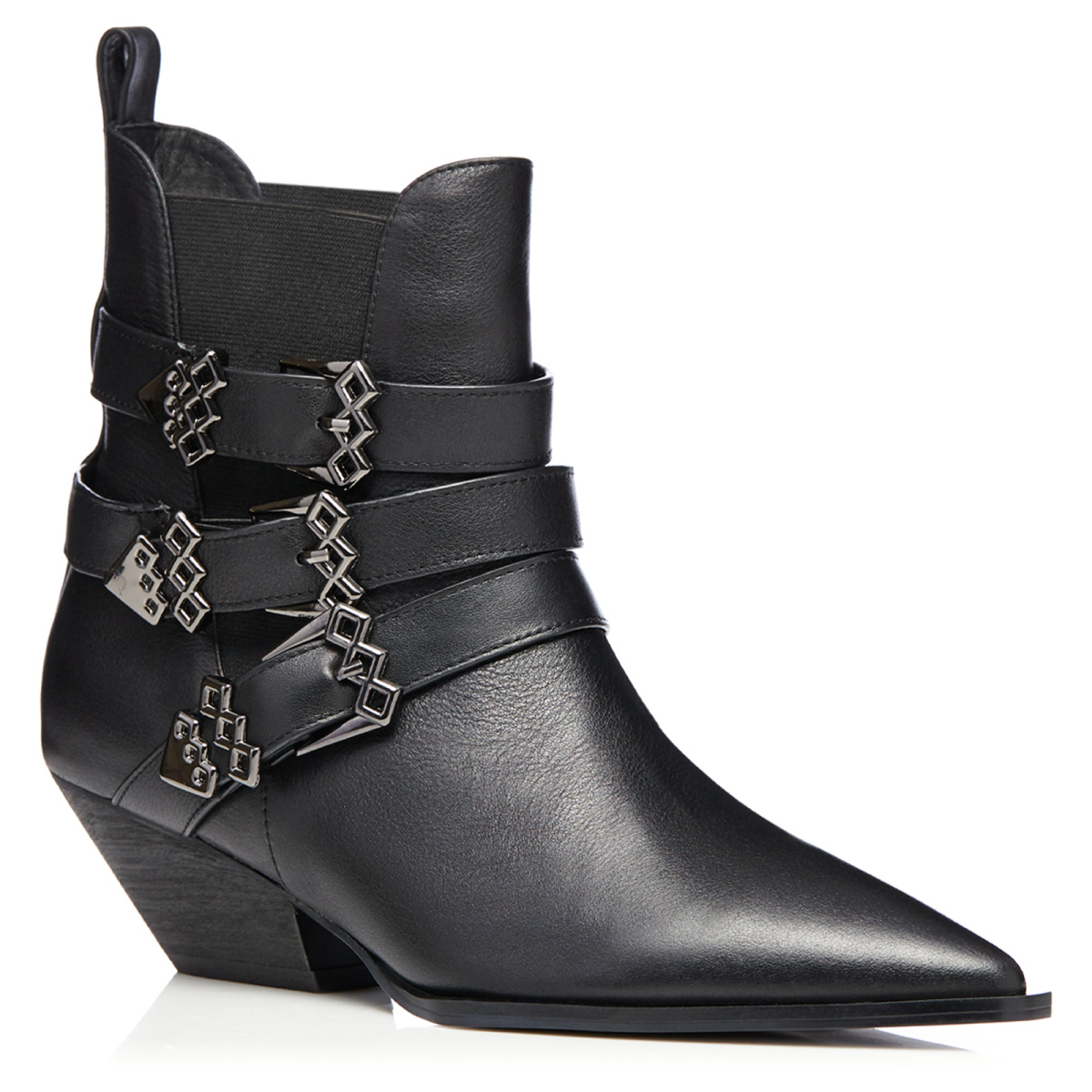 Metallic buckle natural leather boots | EXBO21903 | NISSA
