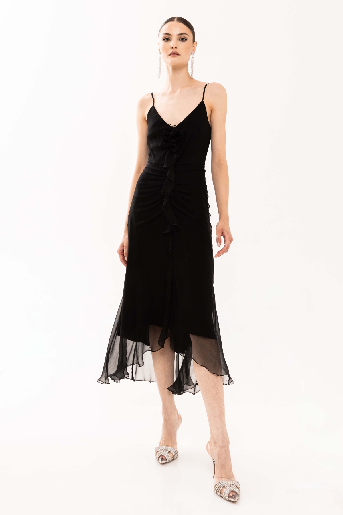 Rochie din matase cu detaliu tip floare | RC14756 | NISSA