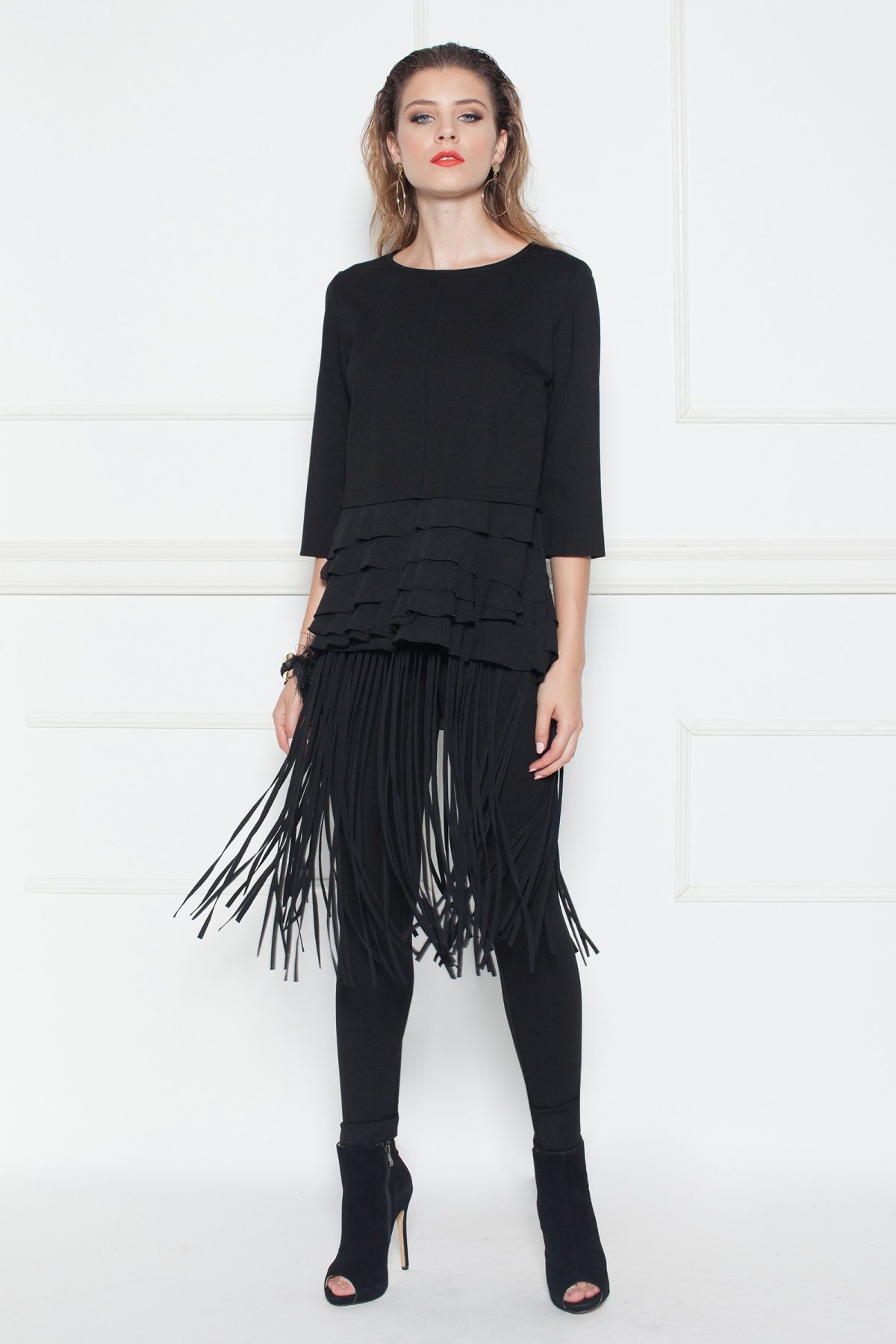 Top negru cu volane | TOP8083 | NISSA